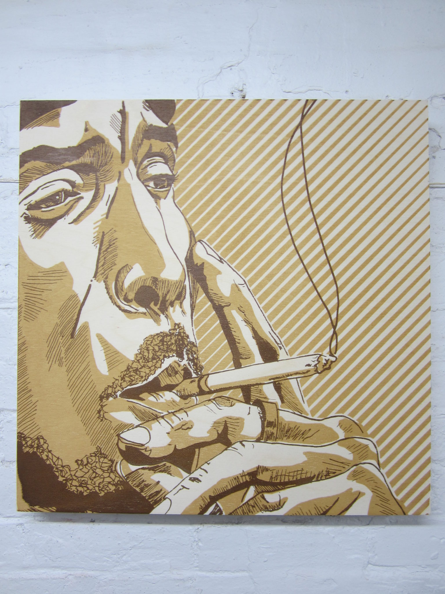 Screen printed portrait on wood panel - AntiDesigns